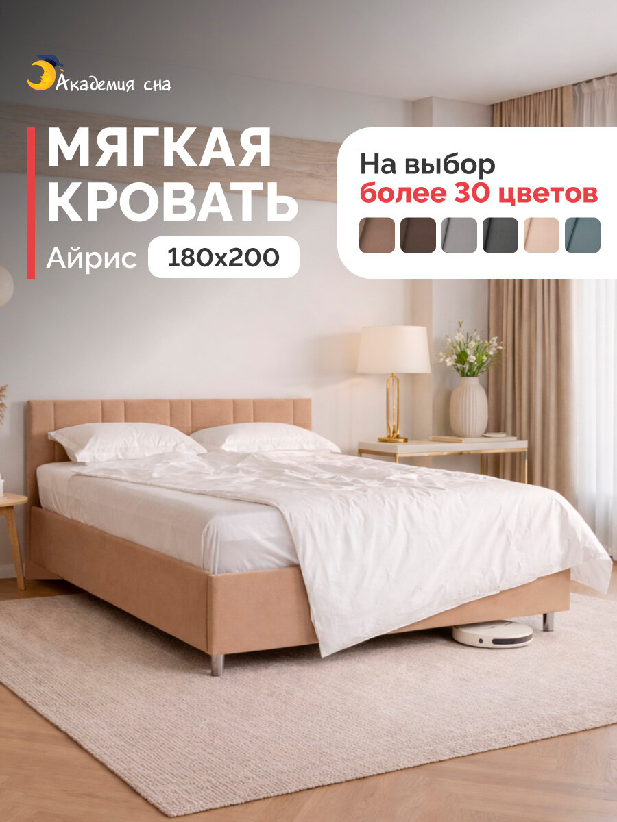 Кровать 180х200 двуспальная Академия сна Айрис Тк. Velutto 05
