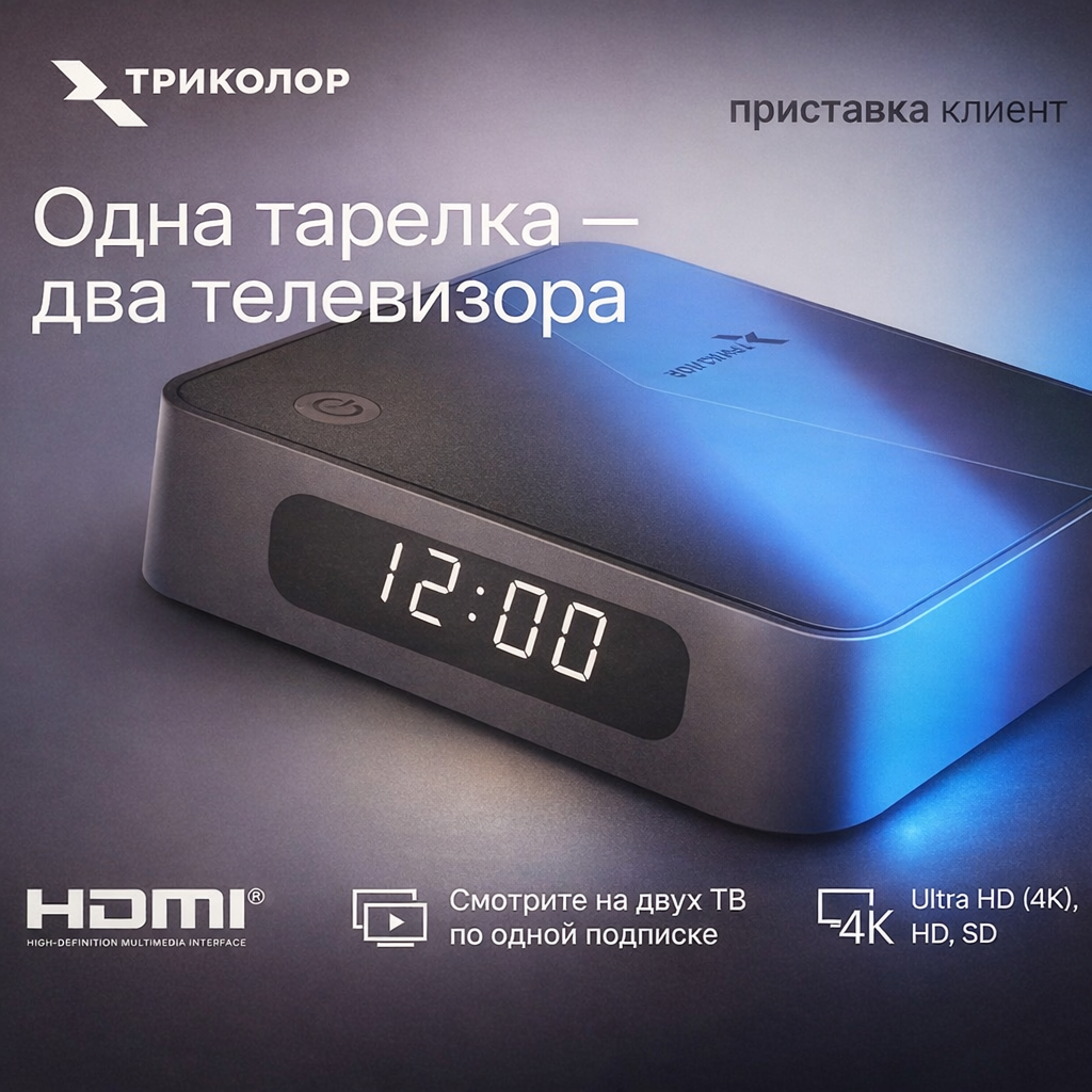 IP-приставка "Триколор Клиент", для второго ТВ, поддержка HD, разрешение UHD 4K
