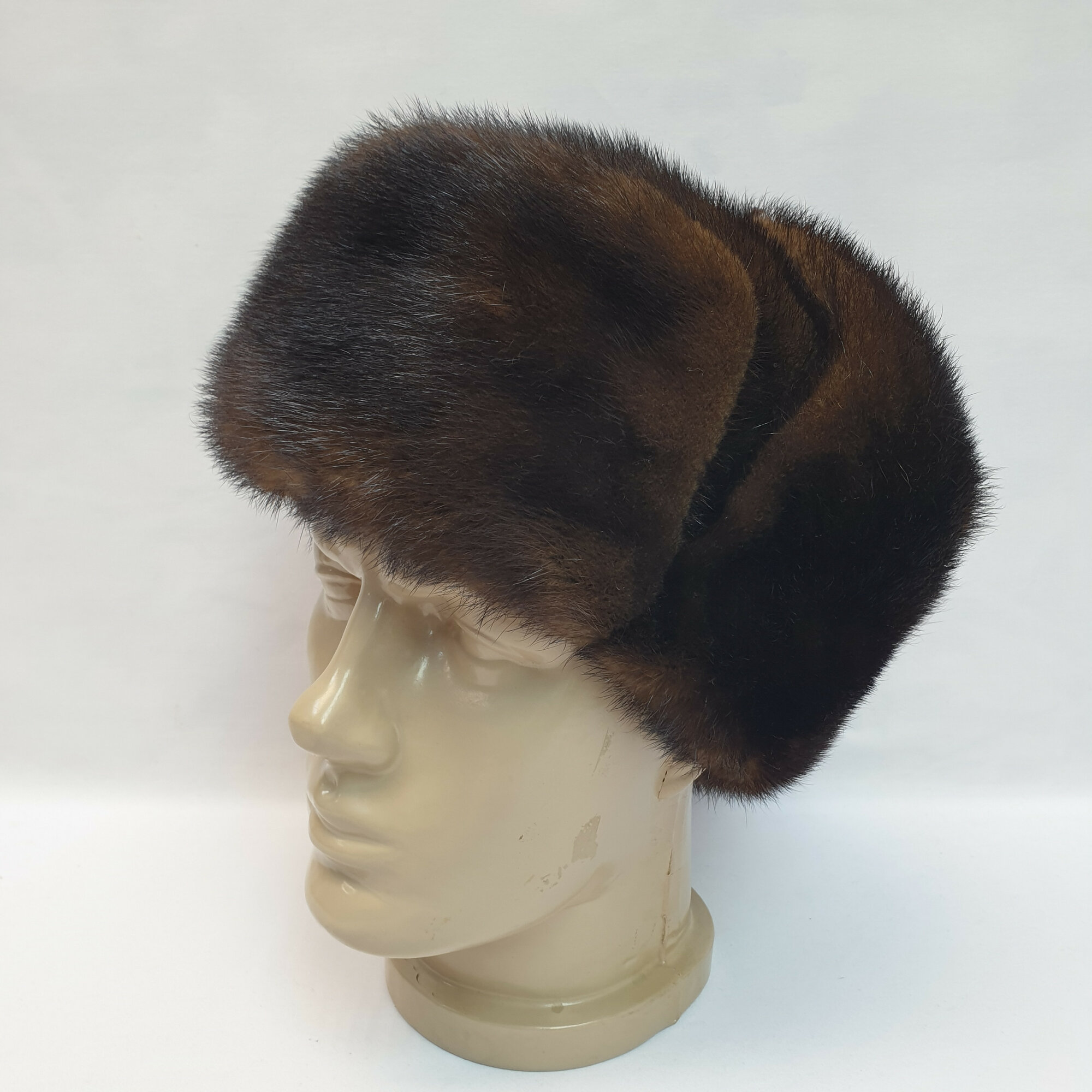Шапка ушанка из натурального меха, обхват головы 57 см. Винтаж СССР