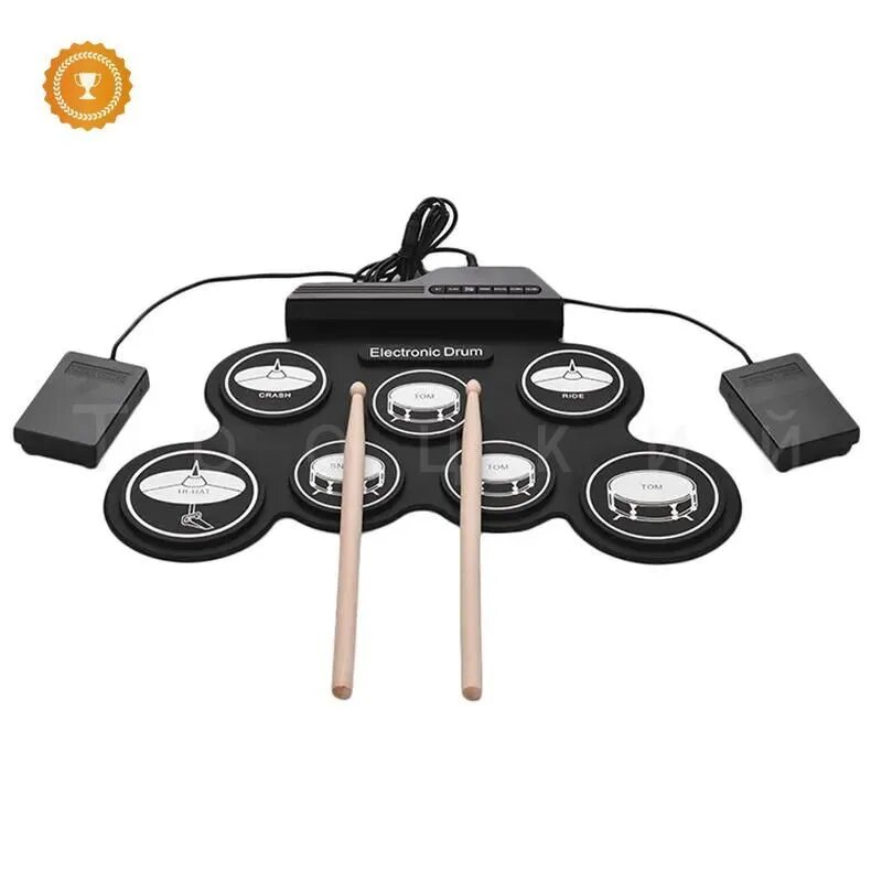 GM Электронный барабан / барабанная установка детская гибкая, для начинающих, с барабанными палочками
