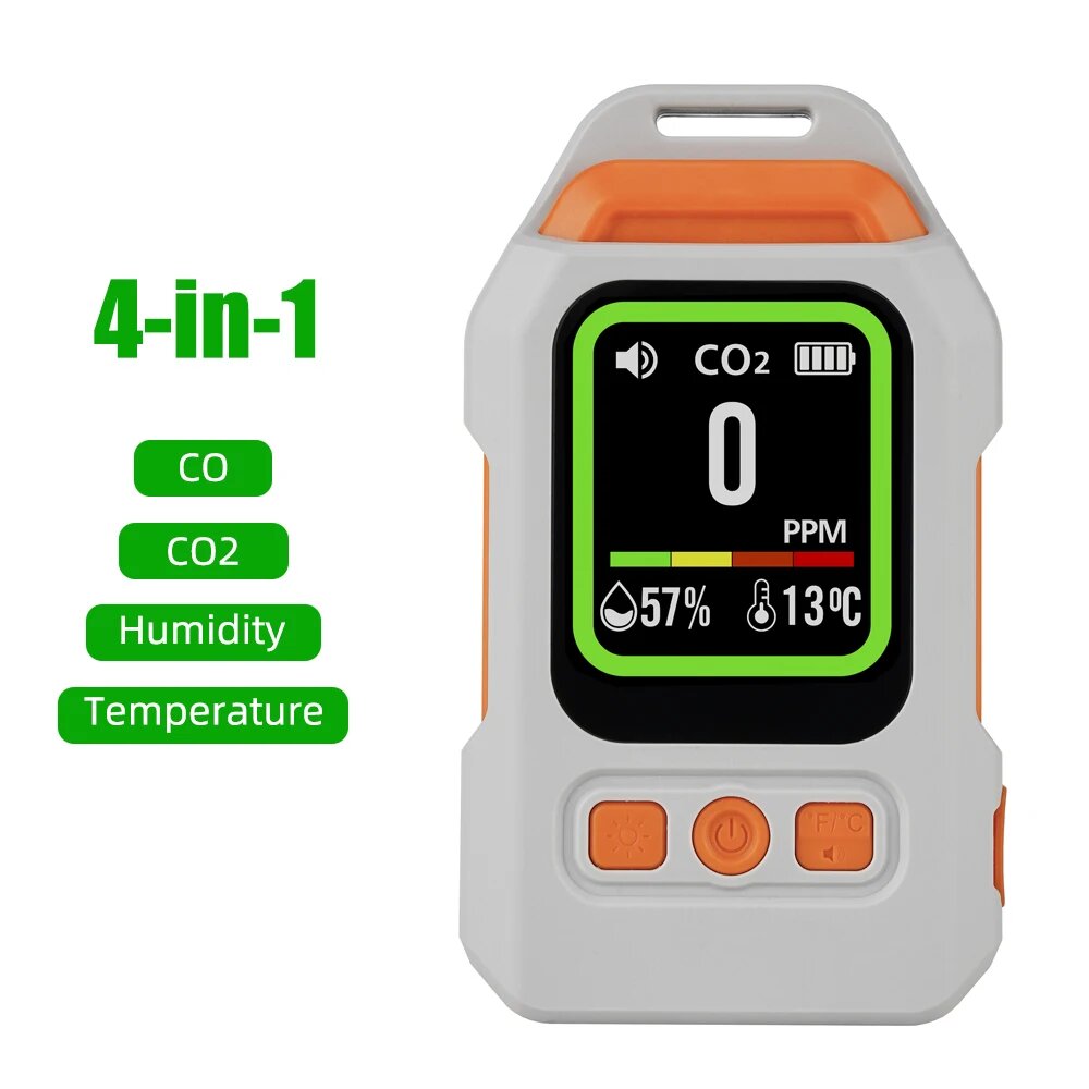 Детектор CO, CO2, влажности и температуры Yieryi 4 в 1 White