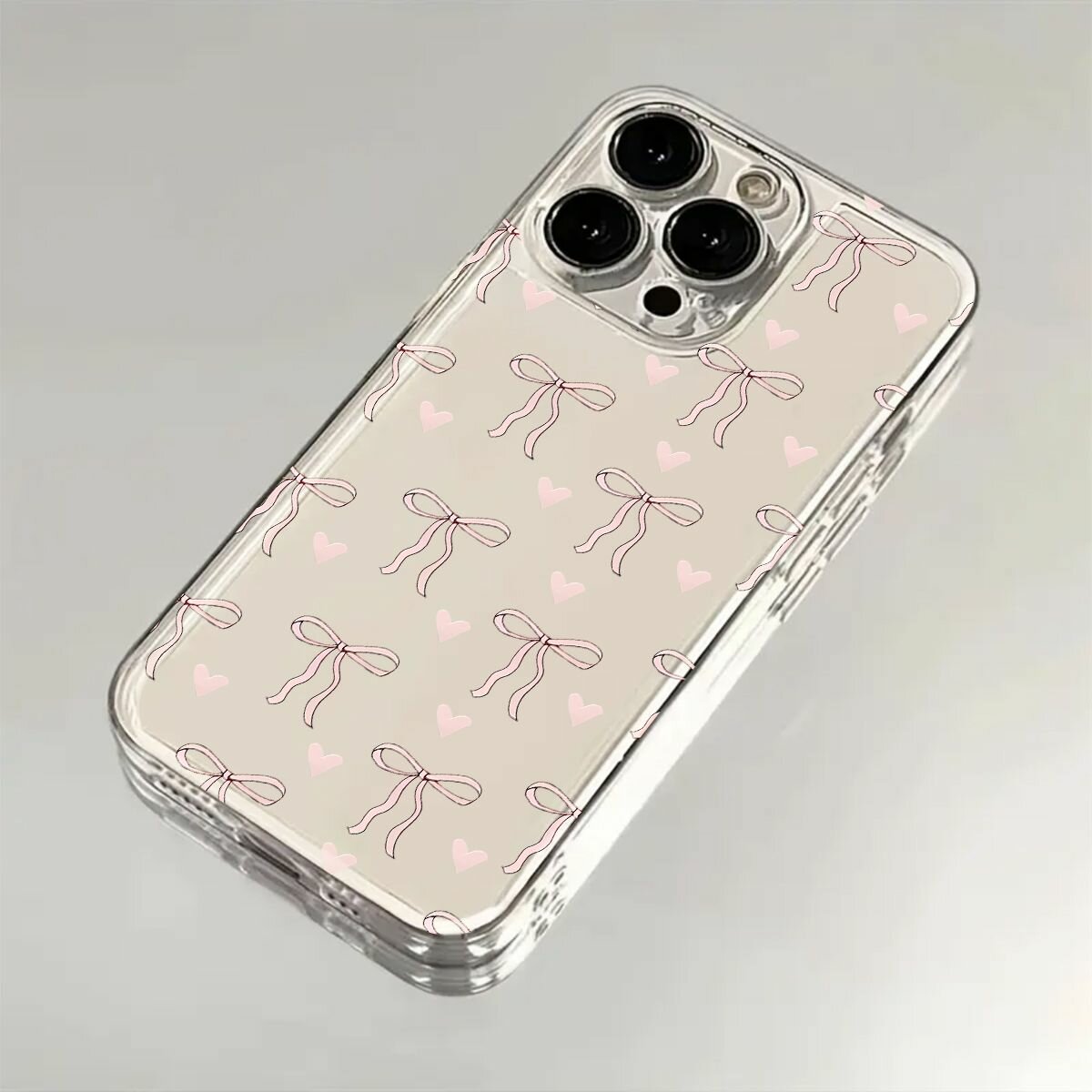 Прозрачный чехол для Эппл Айфон 16 Про Макс / Противоударный чехол для iPhone 16 Pro Max с бантиком