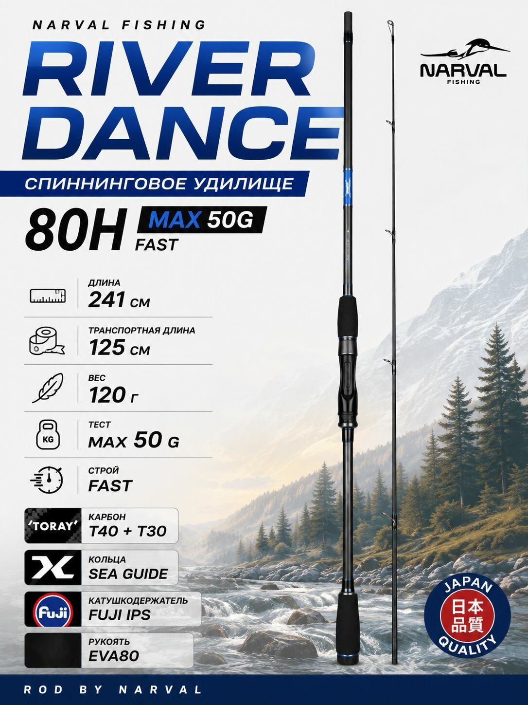 Спиннинг Narval Fishing River Dance 80H max 50g Fast
