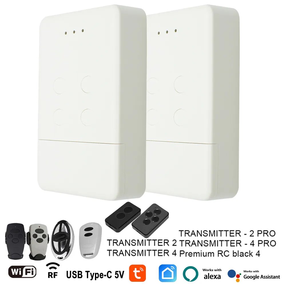 Новый Умный RF Wifi конвертер ворота пульт, дистанционного управления Tuya App для Transmitter 2-pro 4pro 433 Функция обмена, Alexa Google Home, 2шт