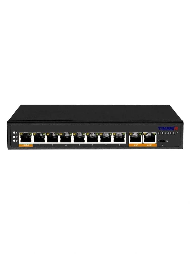Коммутатор Trassir TR-NS1110-120-8POE неуправляемый портов RJ-45 - 10