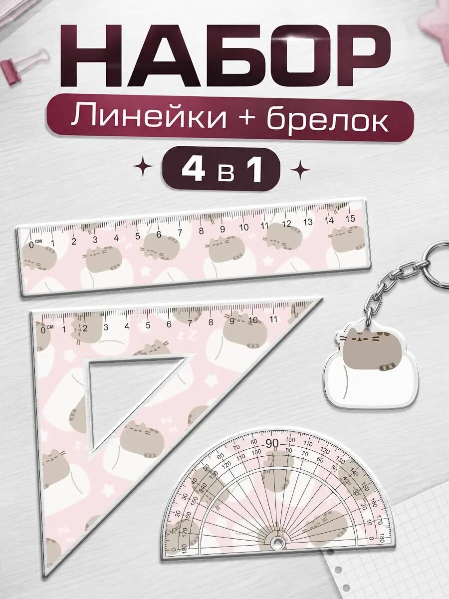 Набор линеек для школьника котик Pusheen Cat