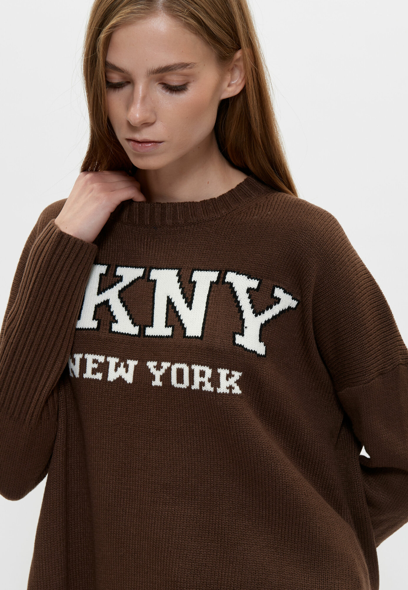 Толстовка DKNY, размер XS, , коричневый — фото 1
