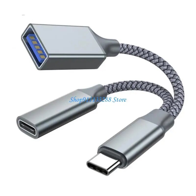 USB-C OTG-адаптер, разветвитель USB-C 2-в-1 с быстрой зарядкой PD10W, порт Type-C OTG и for Grey