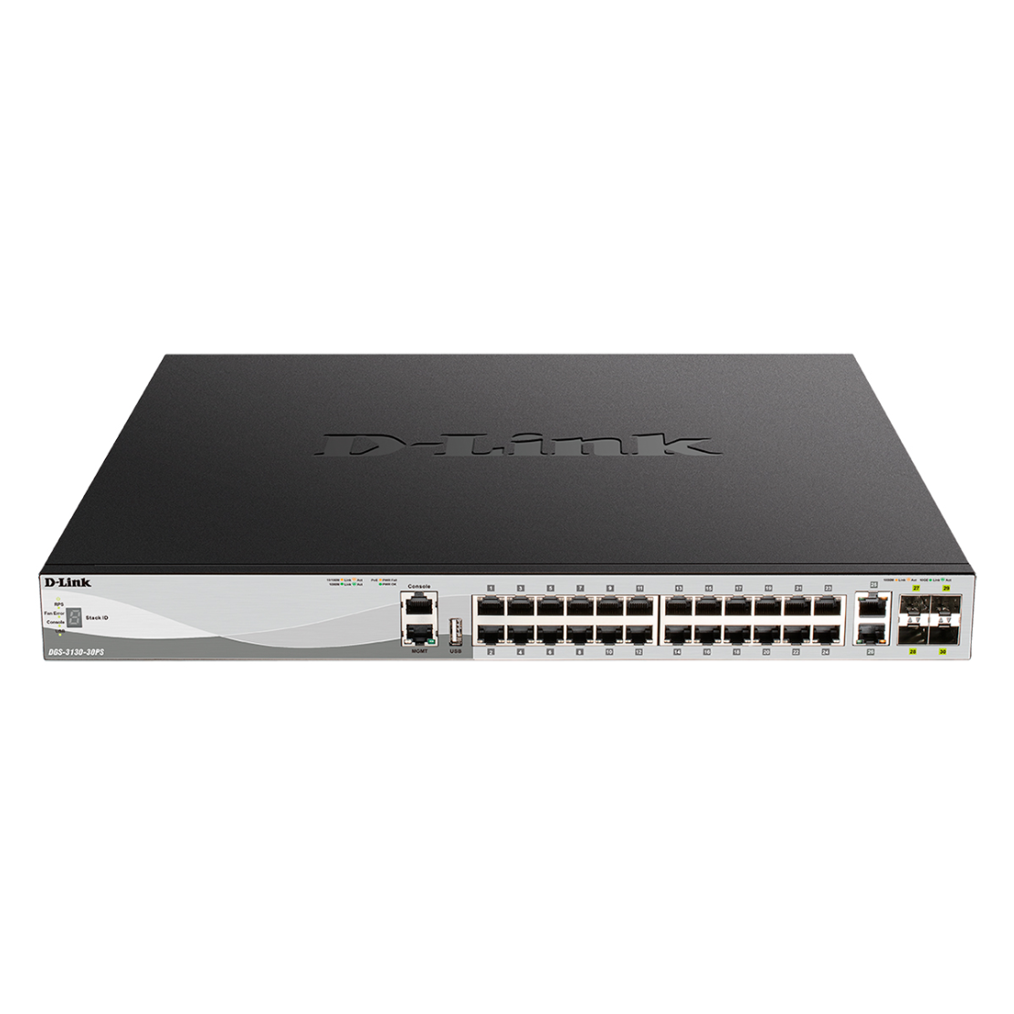 Коммутатор D-Link PROJ L3 (DGS-3130-30PS/B2A) 24х10/100/1000Base-T с поддержкой PoE, USB 2.0, RJ-45, черный
