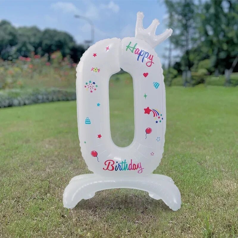 Воздушный шар-цифра "С Днем Рождения", белый, 32 дюйма number 0