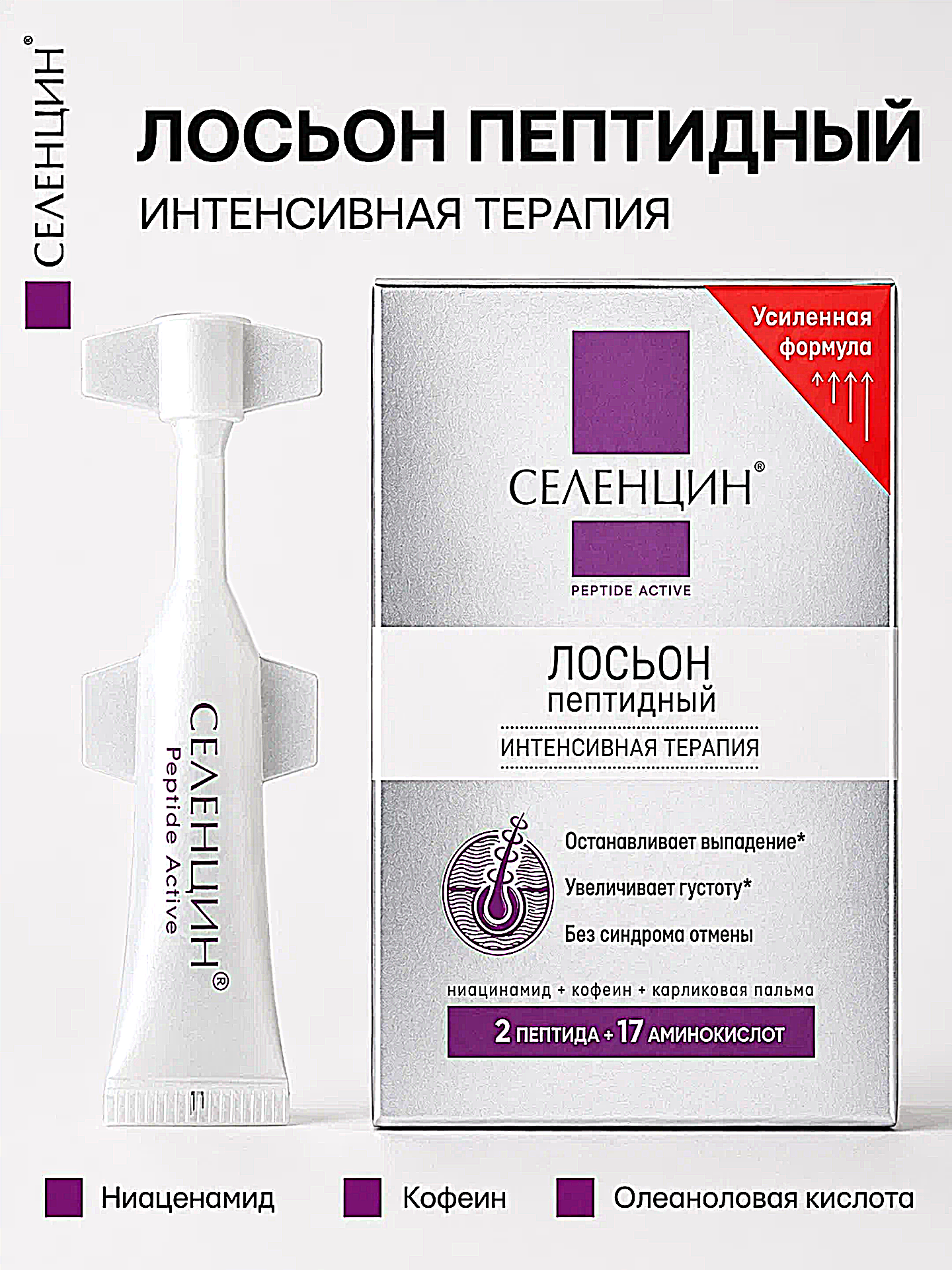 Лосьон Селенцин PEPTIDE Active, против выпадения, пептидный комплекс, 15 ампул