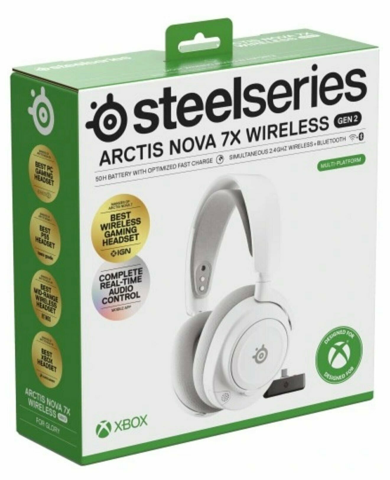 Игровая гарнитура SteelSeries Nova 7X Gen 2, беспроводная, с шумоподавлением, белая