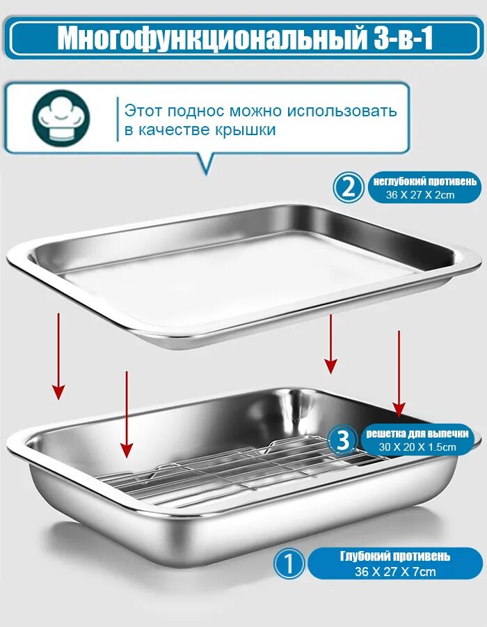 Противень, 36 см х 27 см — фото 1