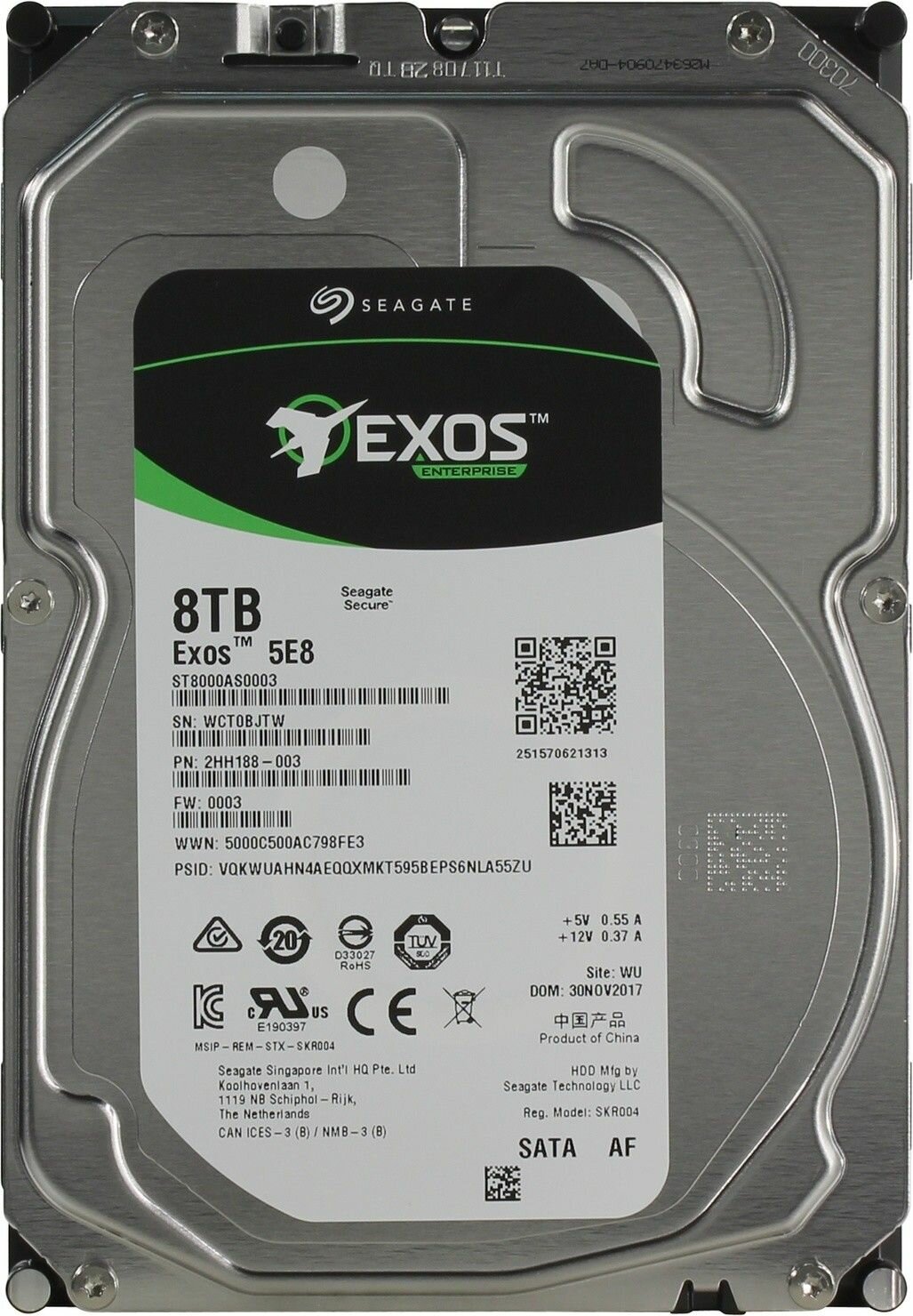 8 ТБ Жесткий диск Seagate Exos 5E8 (ST8000AS0003) - SATA-III, 6 Гбит/сек, 5400 об/мин, кэш память - 256 МБ