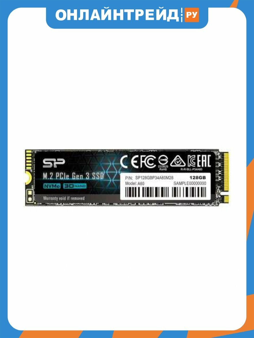 SSD диск Silicon Power A60, 128GB, M.2 2280, PCIe 3.0 x4 (SP128GBP34A60M28)