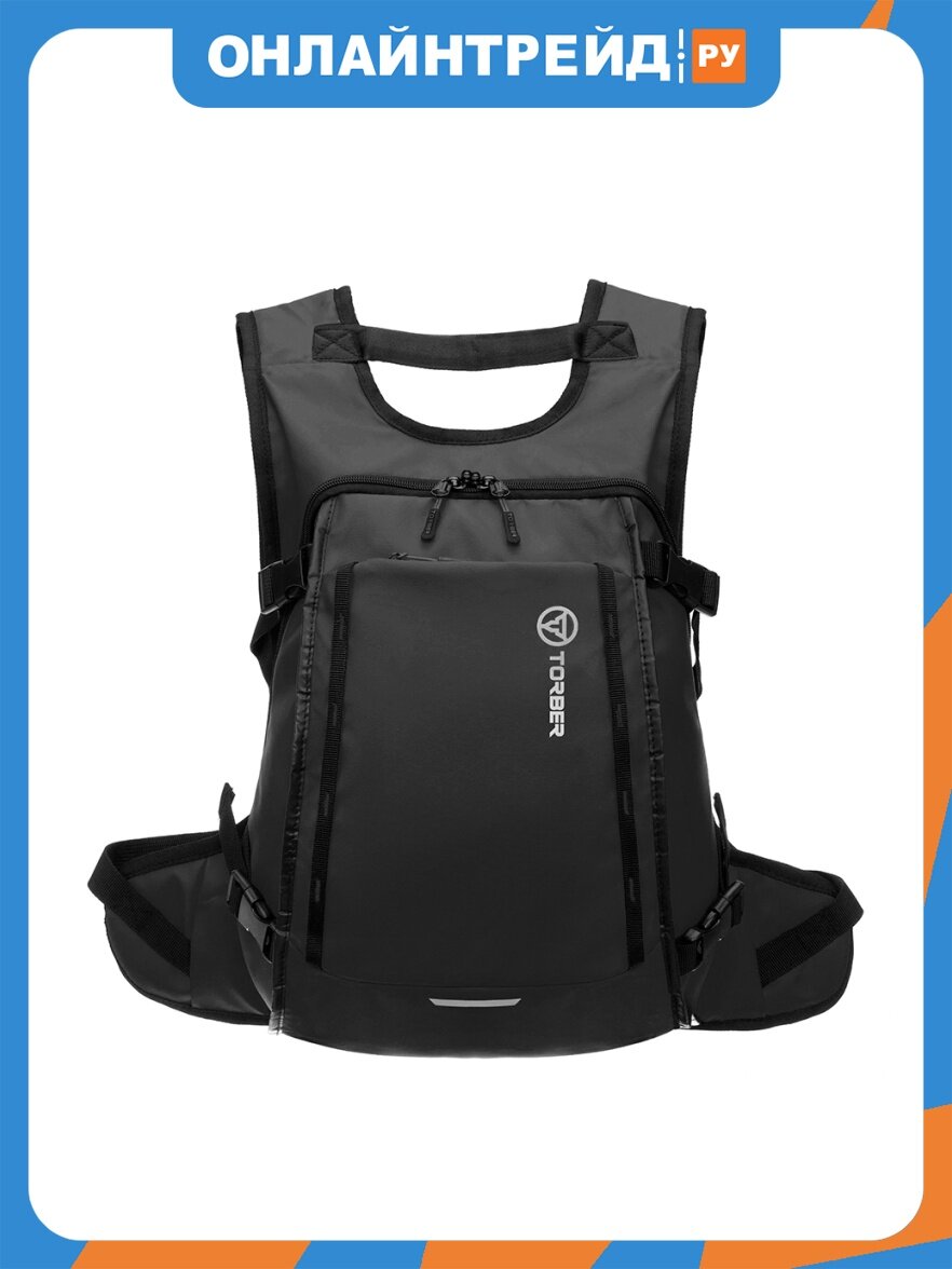 Рюкзак Torber Mobi, черный, полиэстер 900D с PU покрытием, 45 х 32 х 20 см