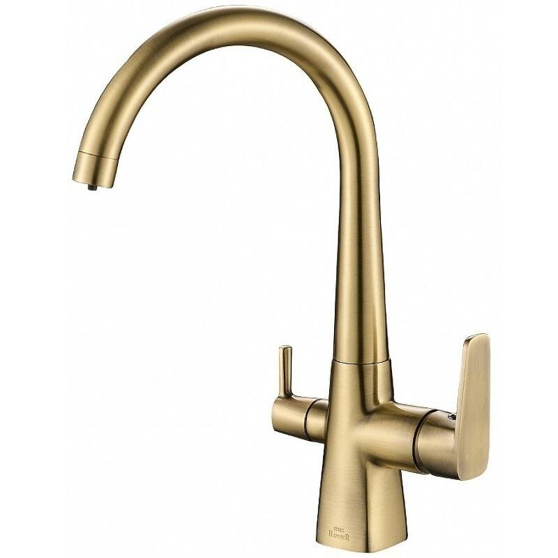 Смеситель для кухни ZorG Steel Hammer SH819BRONZE бронза, с краном для питьевой воды, рычажный, латунь