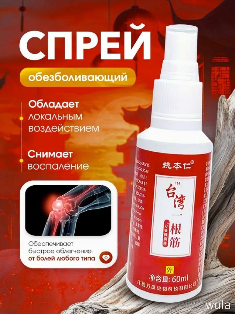 Обезболивающий спрей при артрите, для снятия боли при подагре, артрите, опухших суставах, болях в спине, уменьшает отек и снимает боль,60мл