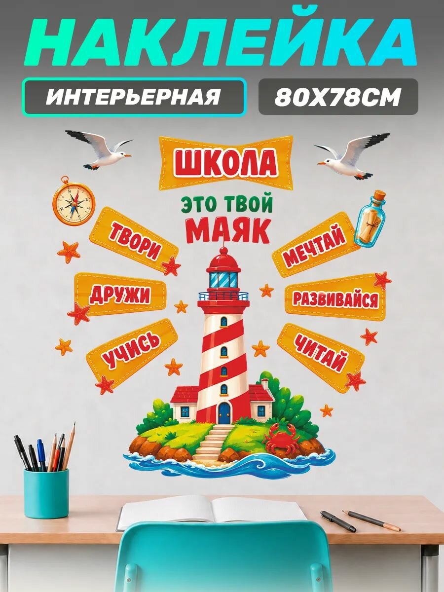 Наклейка детская на стену в школу мотивация
