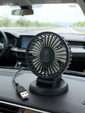 Вентилятор автомобильный USB 5V, арт. 101024-5V, черный, компактный, вращение 360°