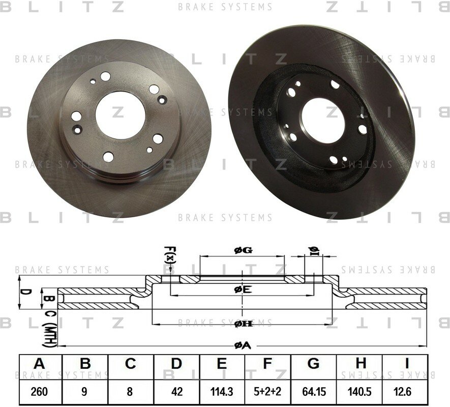 Диск тормозной BLITZ задний HONDA Civic 06-> (BS0277)