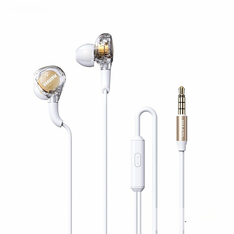 Проводные наушники 3.5 мм с микрофоном, Hi-Fi 10 мм, прозрачный дизайн, белый, для смартфонов и плееров