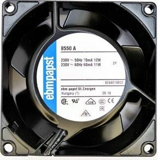 Вентилятор EBM-PAPST 8550A Вентилятор: AC осевой 230ВAC 80x80x38мм 50м3/ч 30дБА Дл: 0,31м 1шт