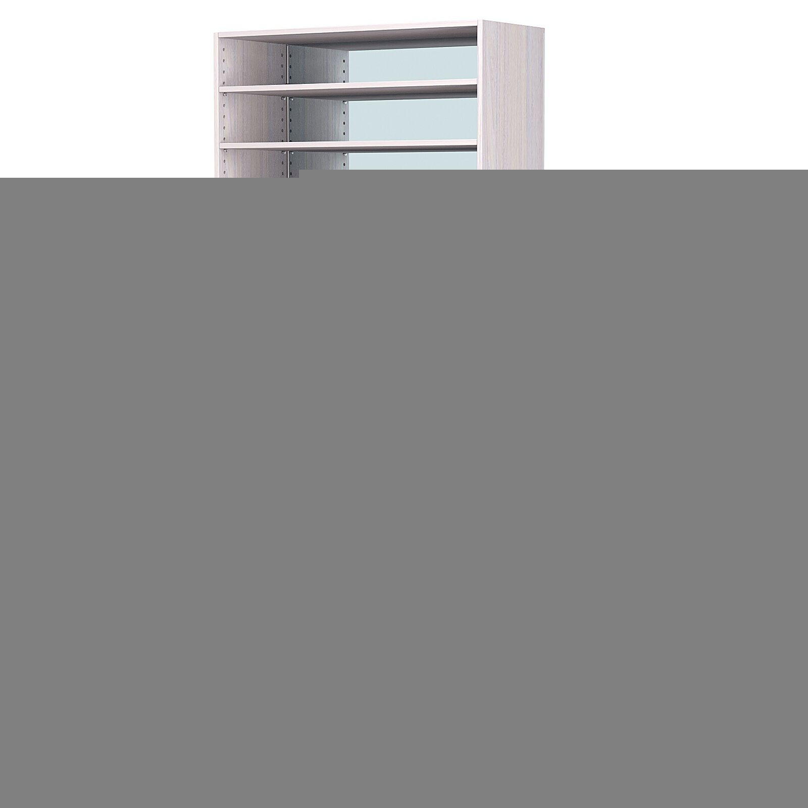 Стеллаж из ДСП с 9-ю полками 350x900 мм серии LEVEL-9 №13-2 (З/C - зеркало), Ясень Анкор светлый