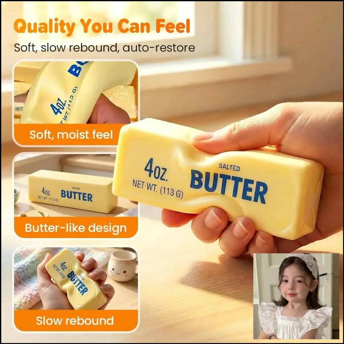 Butter Squishy/2026 New/Антистресс-игрушка "Масло" из мягкого полиуретана