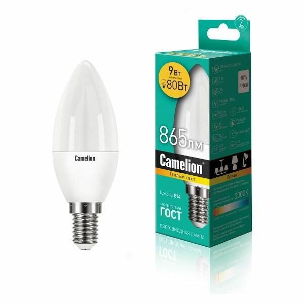 Лампа Camelion LED/9W-C35-3K/E14
