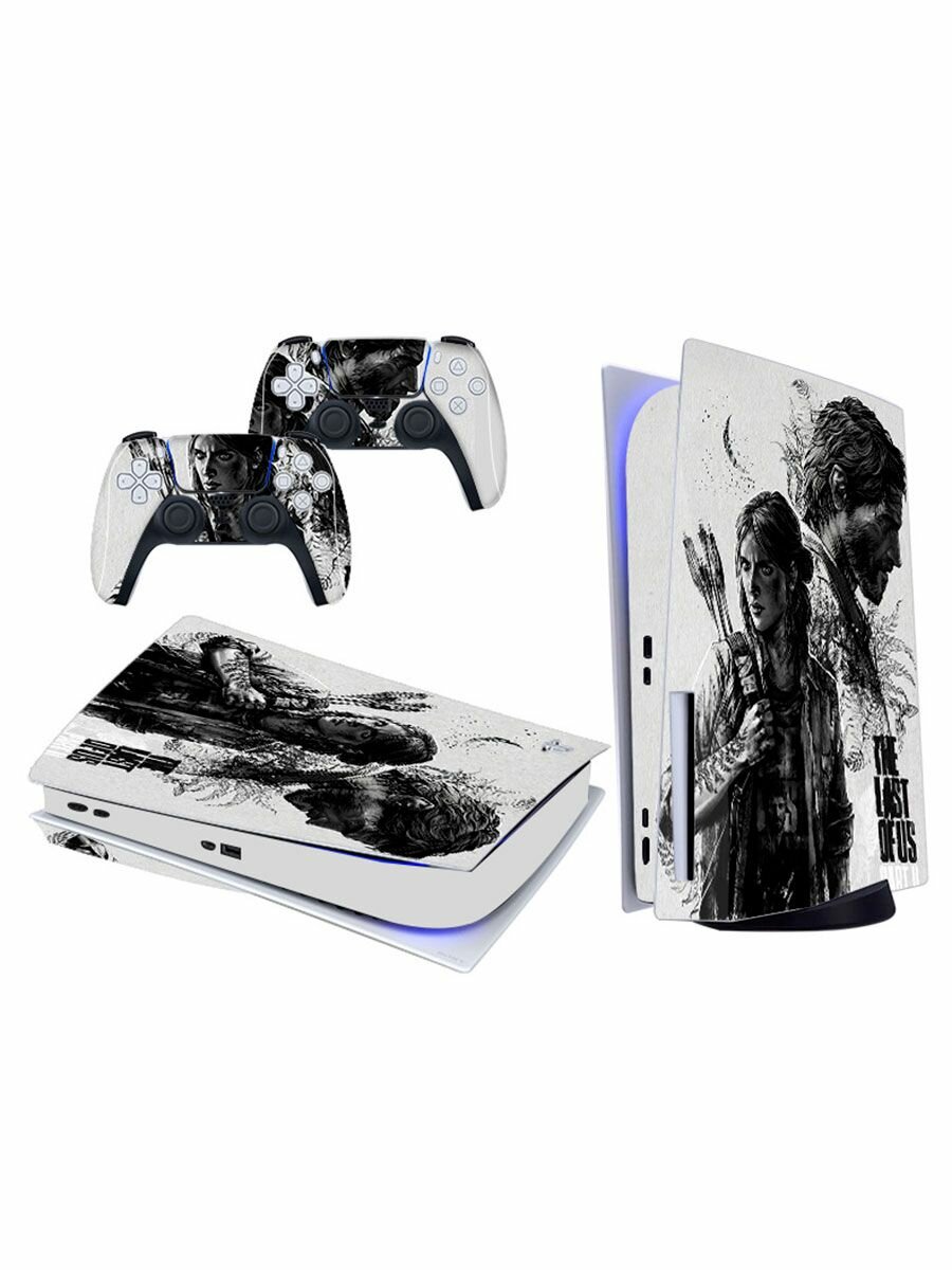 Наклейка виниловая защитная на игровую консоль Sony PlayStation 5 Fat Disc Edition, The Last Of Us, полный комплект с геймпадами