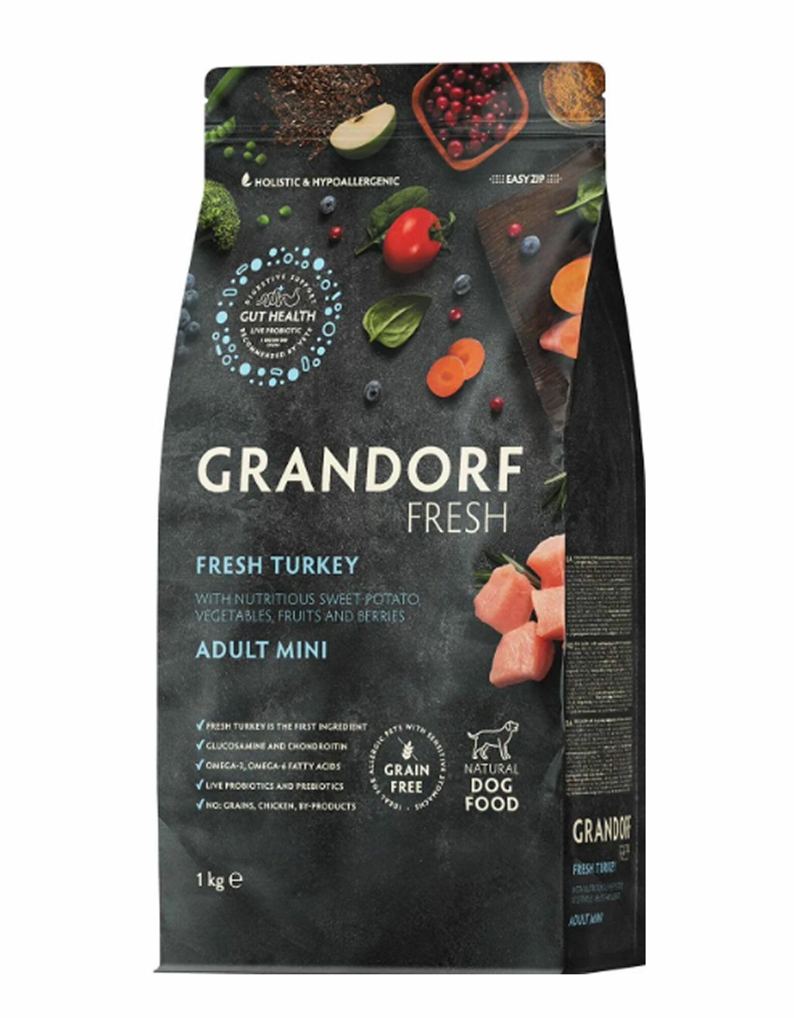 Grandorf Корм сухой Индейка с бататом, для собак мелких пород, 1 кг