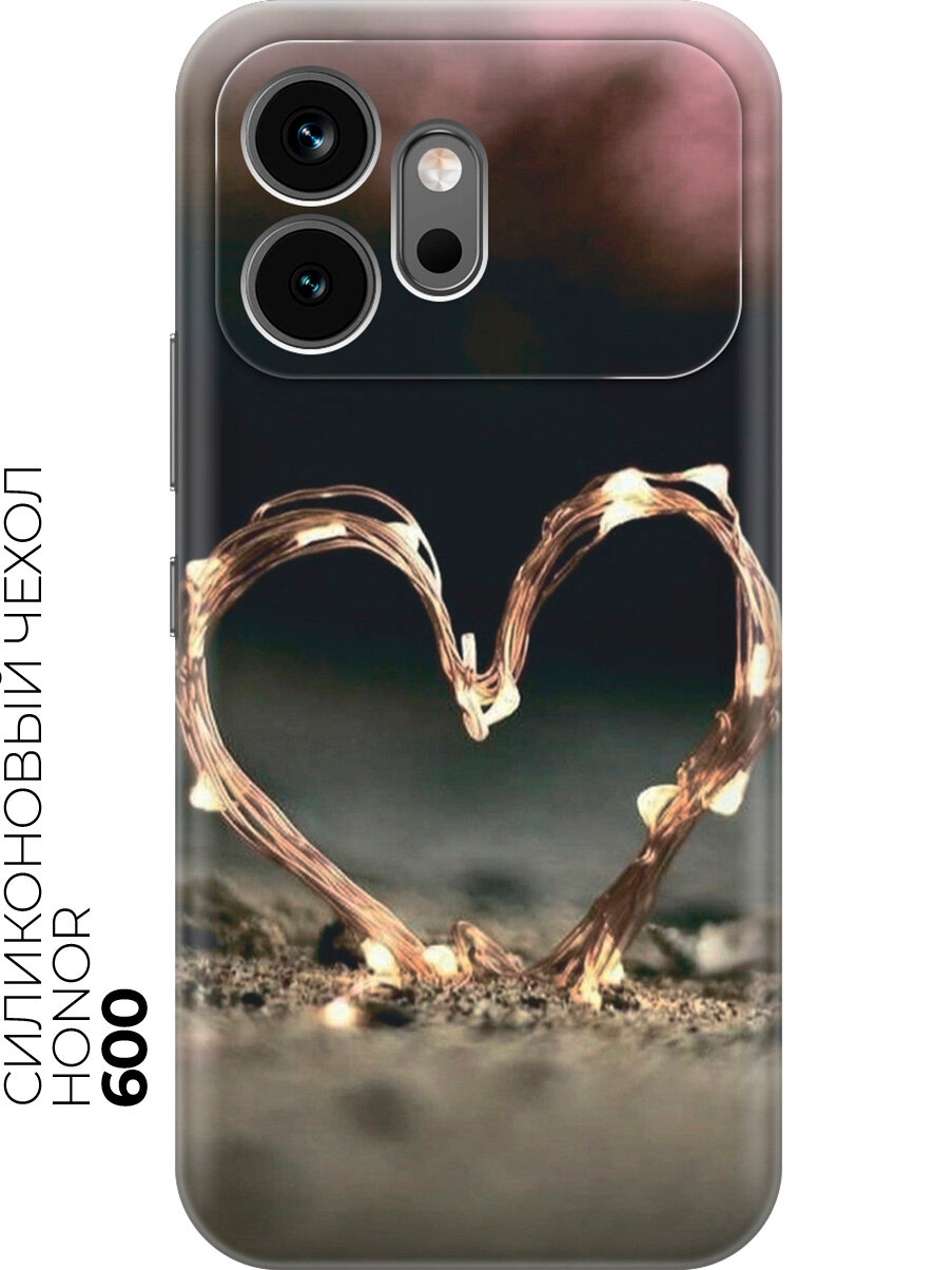Силиконовый чехол на Honor 600 с принтом "Светящееся сердце"