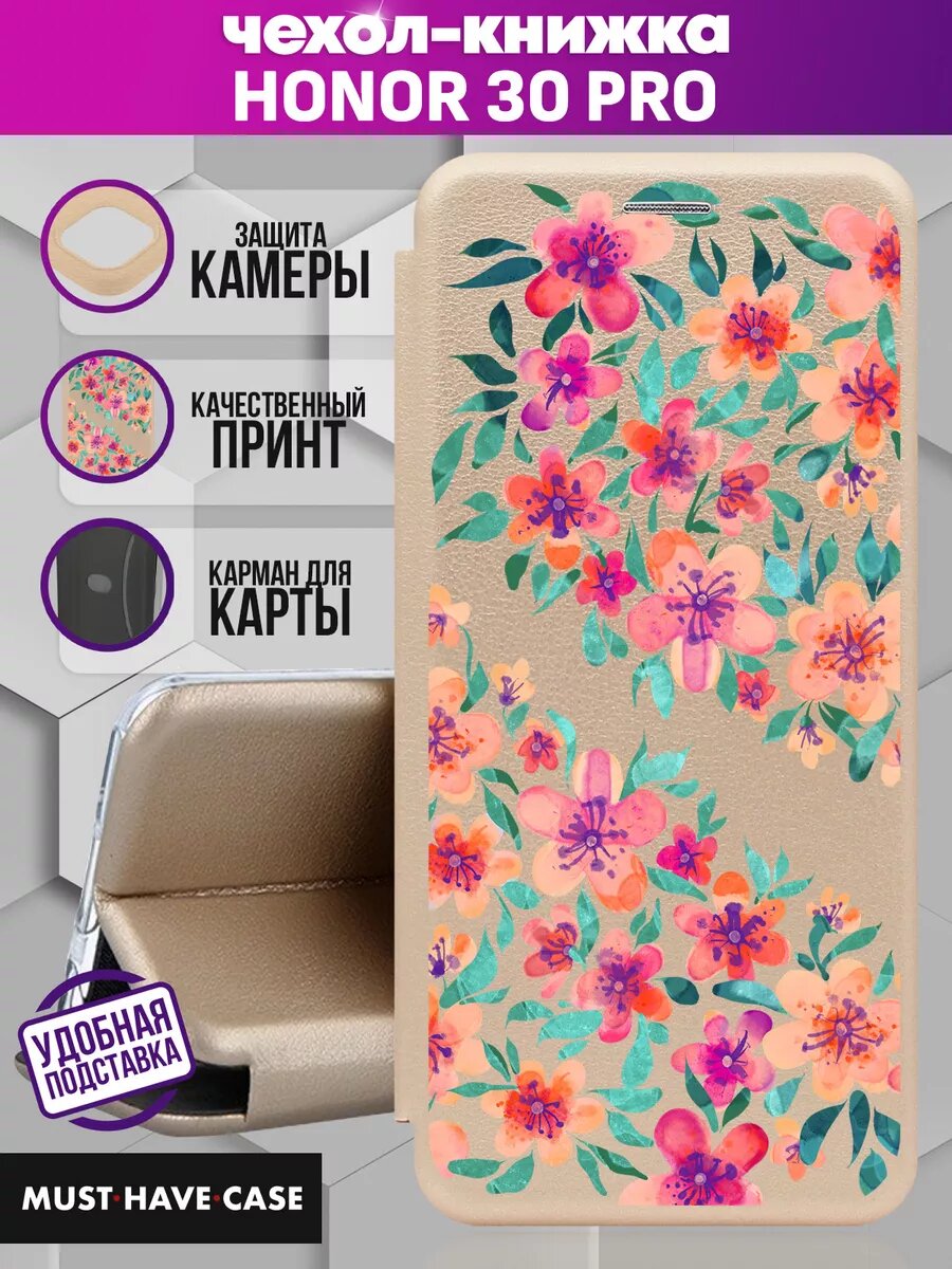 Чехол книжка на Honor 30 Pro с принтом