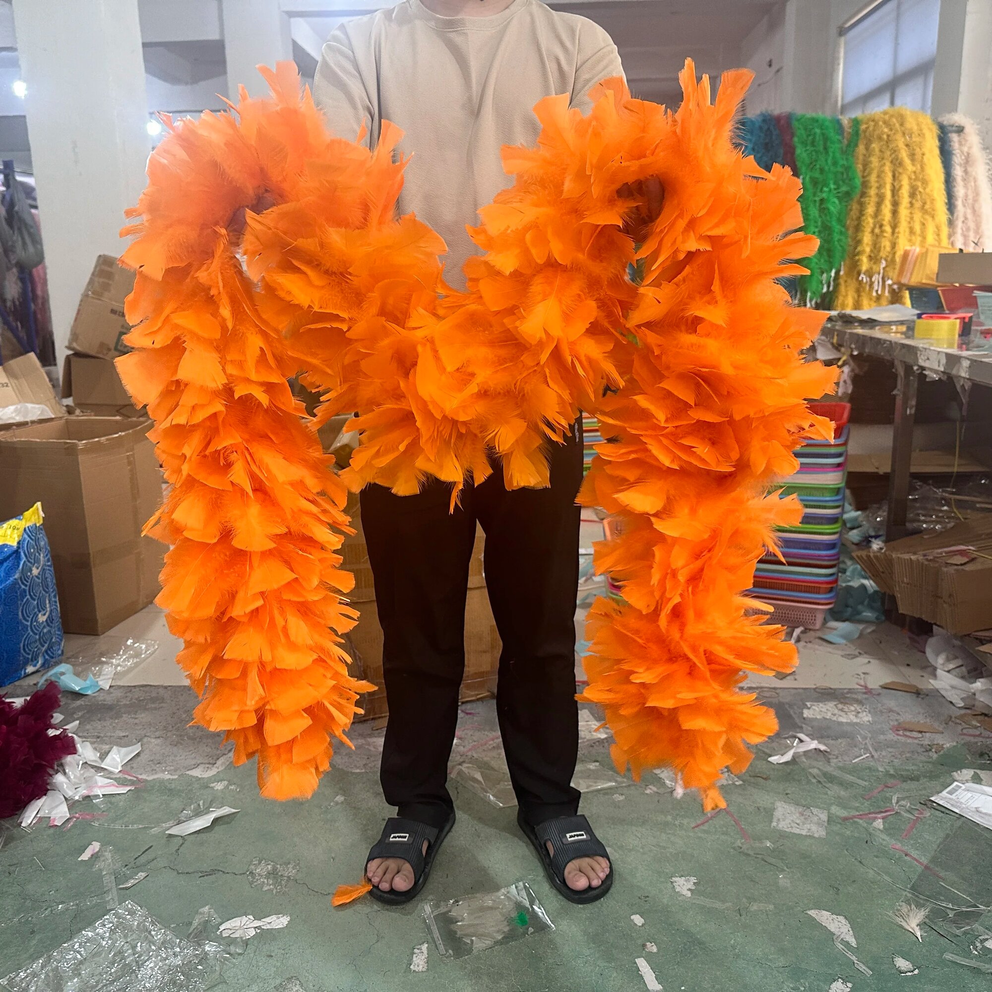 Белый пушистый боа из пера индюка 2 ярда Оранжевый, orange
