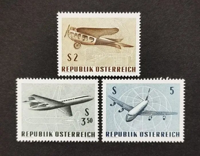 3 шт./компл, новый почтовый штамп Австрии, 1968 г, Вена, международная авиапочта, выставочные почтовые марки для самолетов MNH