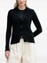 Кардиган DKNY Ribbed-knit spread-collar cardigan, размер 40, черный