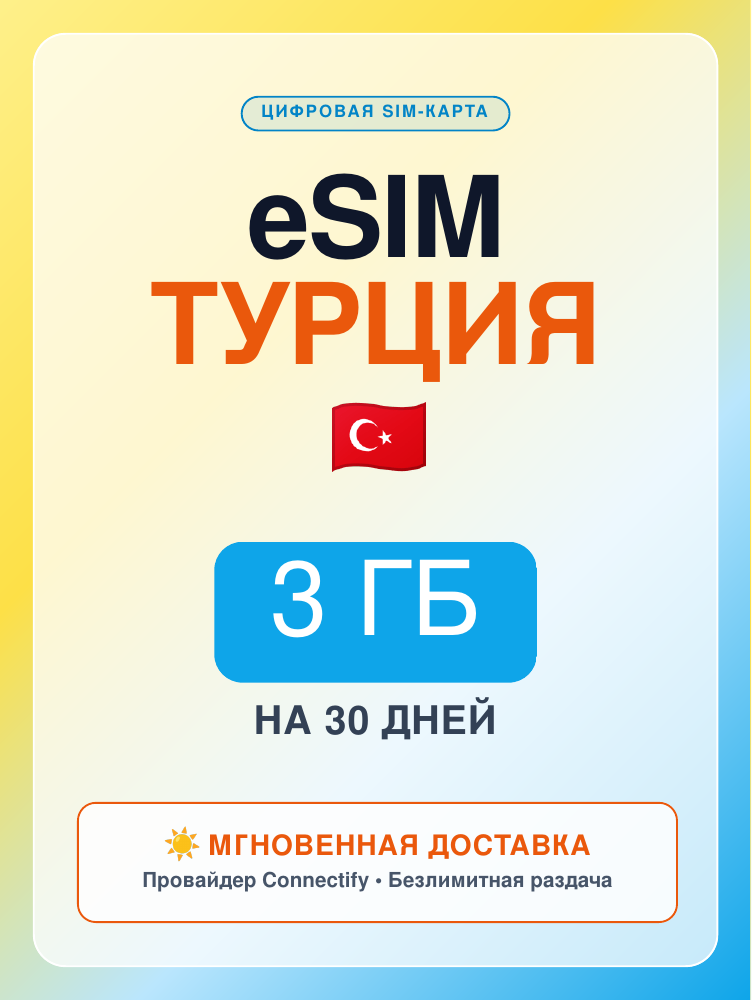 ESIM Турция (Turkey) — Интернет 3 ГБ на 30 дней | Connectify