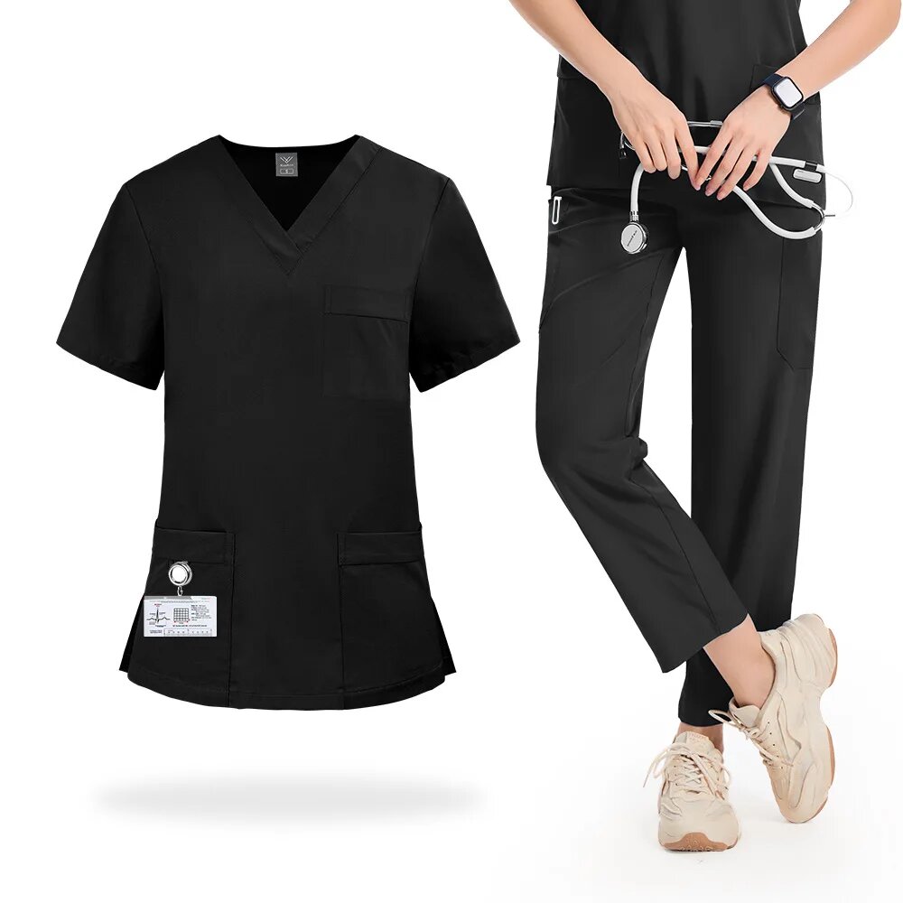 Женские наборы скрабов Slim Fit из полиэстера и спандекса XXL, 42217-black