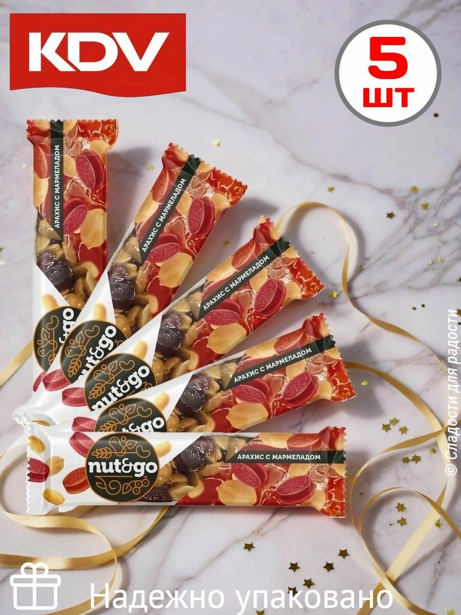 Nut&Go , батончик с арахисом и мармеладом, 42 г х 5шт