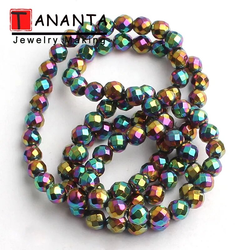 Бусины TANANTA гематит, радужные, 6 мм, граненые