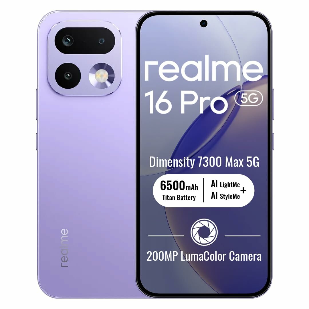 Смартфон Realme 16 Pro 8/256GB 5G, Purple, 7000 мАч, камера 200 МП с OIS,144 Гц, NFC, глобальная версия для России