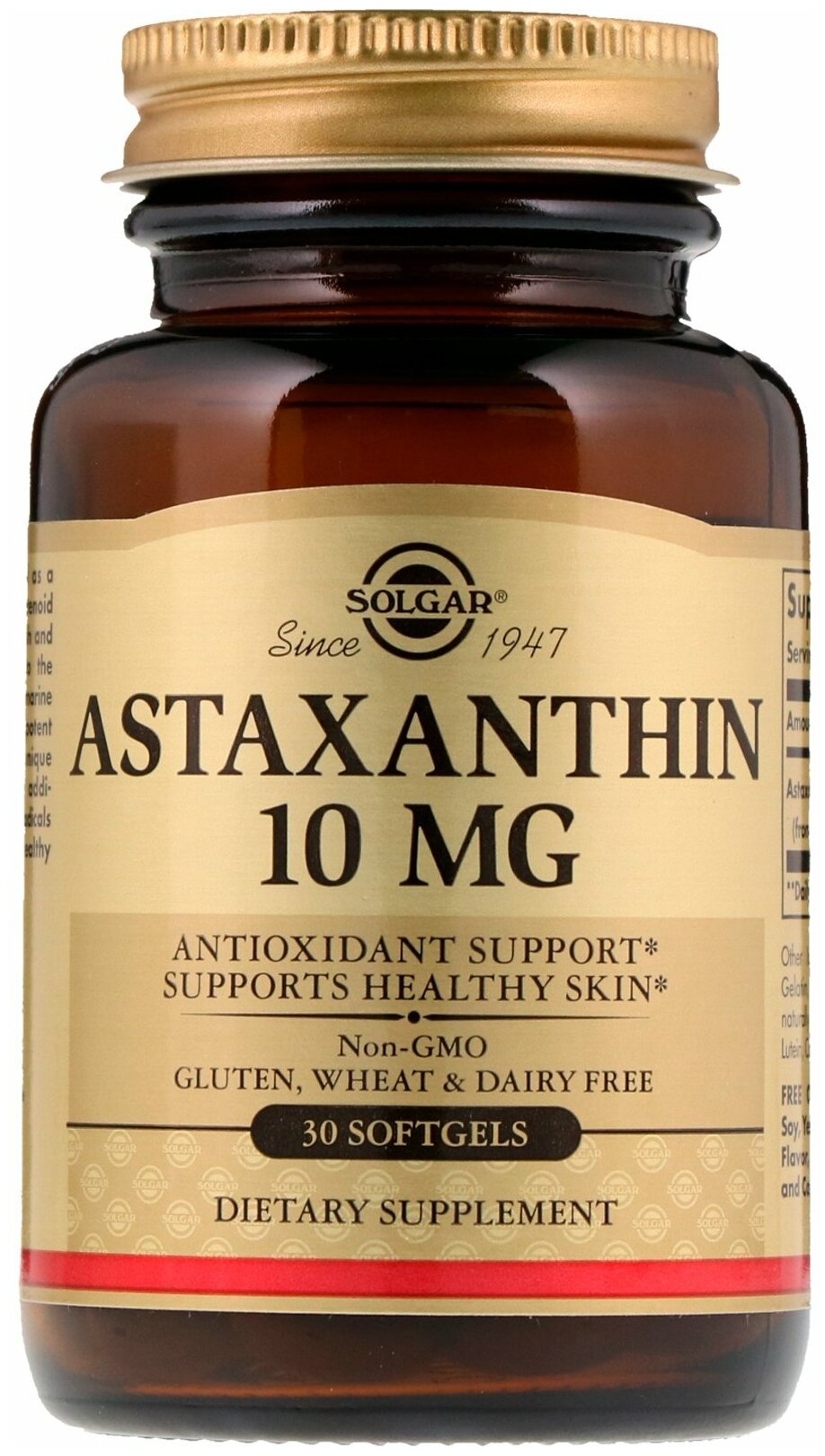 Антиоксиданты Solgar, Astaxanthin, 10 mg, 30 капсул , 30 капсул
