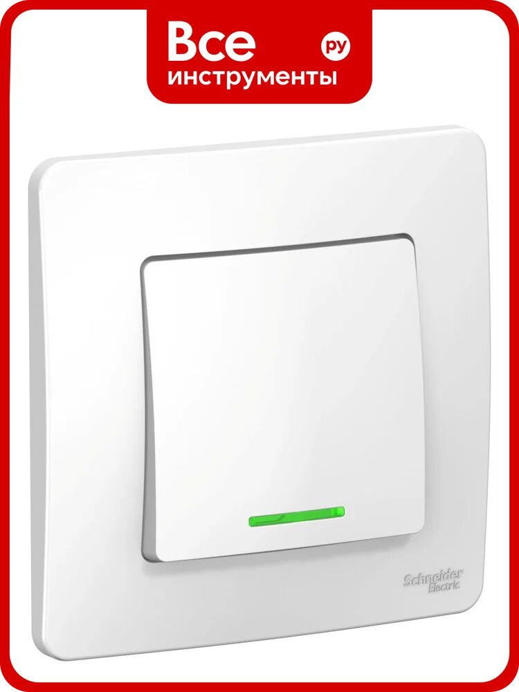 1-клавишный выключатель с подсветкой Systeme Electric BLANCA скрытой установки, 6А, 250B, белый BLNVS006111