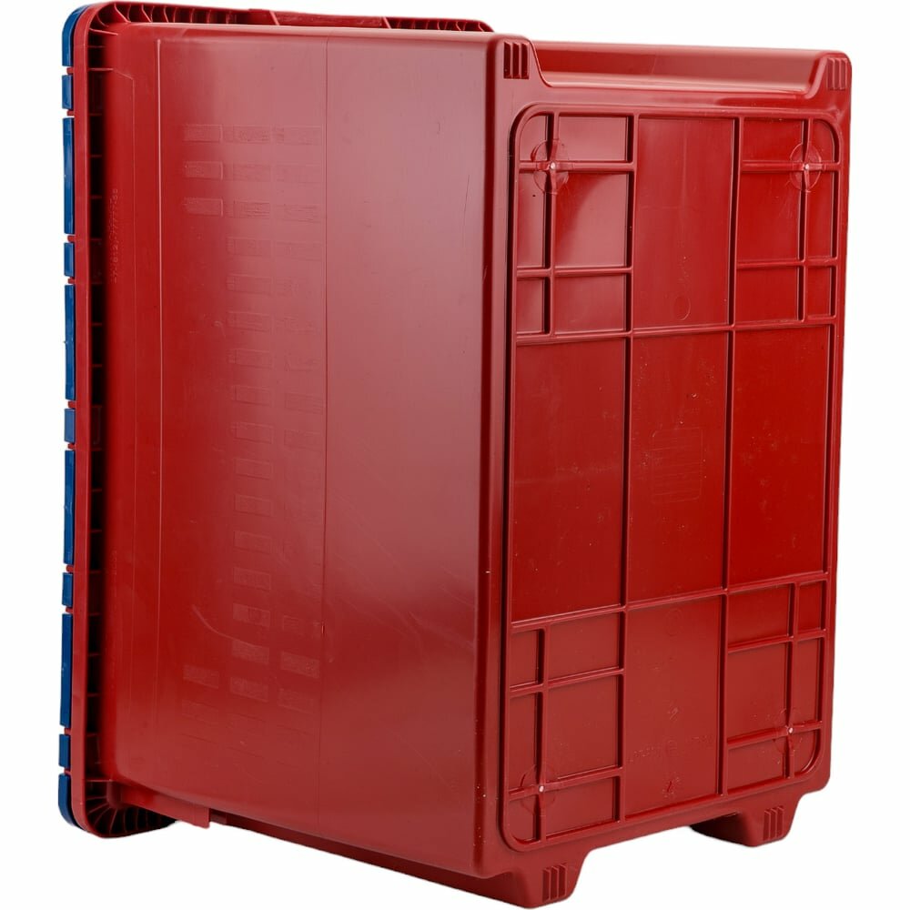 Ящик Тара. ру п/э 600х400х415, сплошной, с синей крышкой, Safe PRO, красный 18658 — фото 1