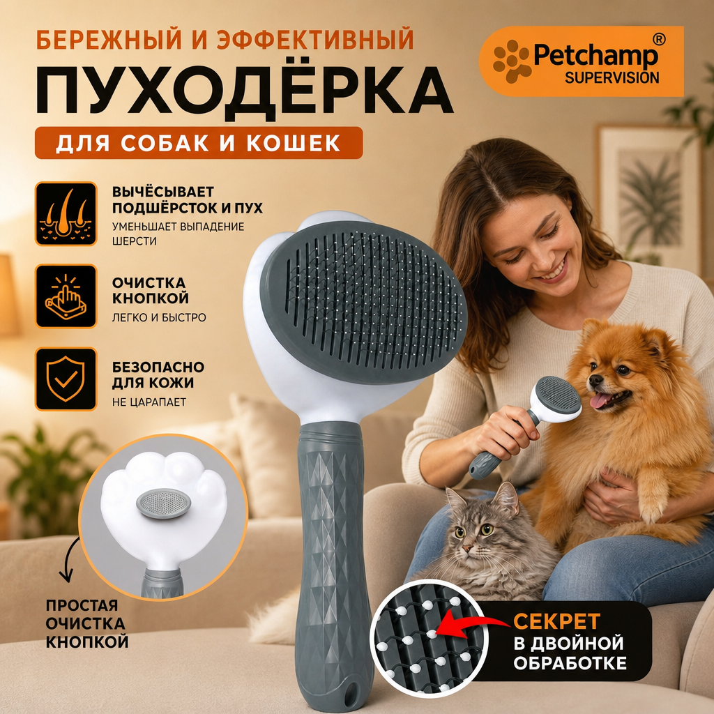 Фурминатор для вычесывания подшерстка кошек и собак, профессиональный уход, удаление подшерстка