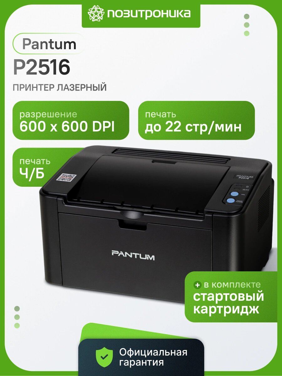 Принтер лазерный Pantum P2516 черно-белый A4