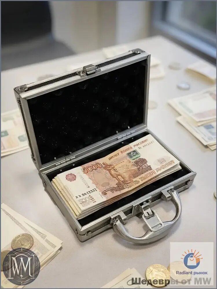 Мини чемодан для денег, открытка для денег