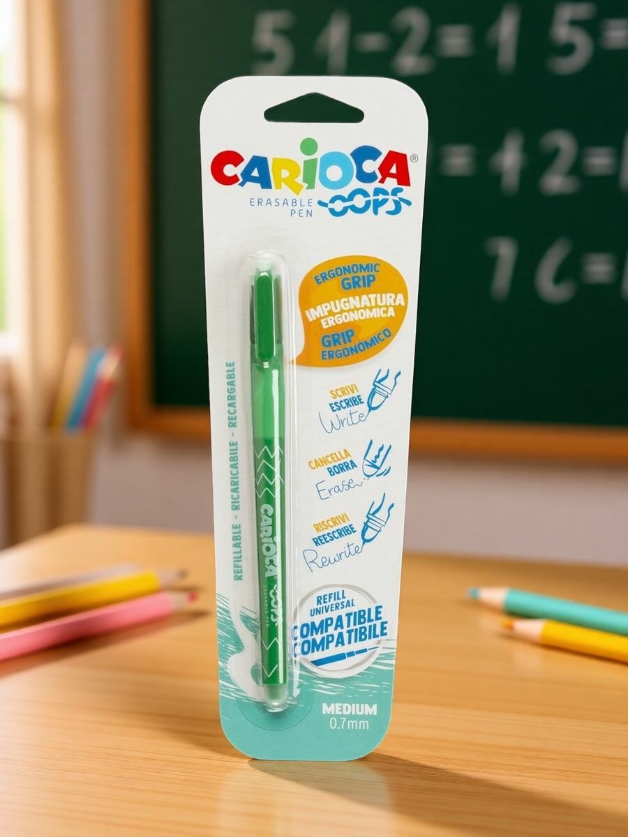 CARIOCA OOPS Pop ручка со стираемыми чернилами 0.7 мм, цвет чернил: зеленый 43036/04