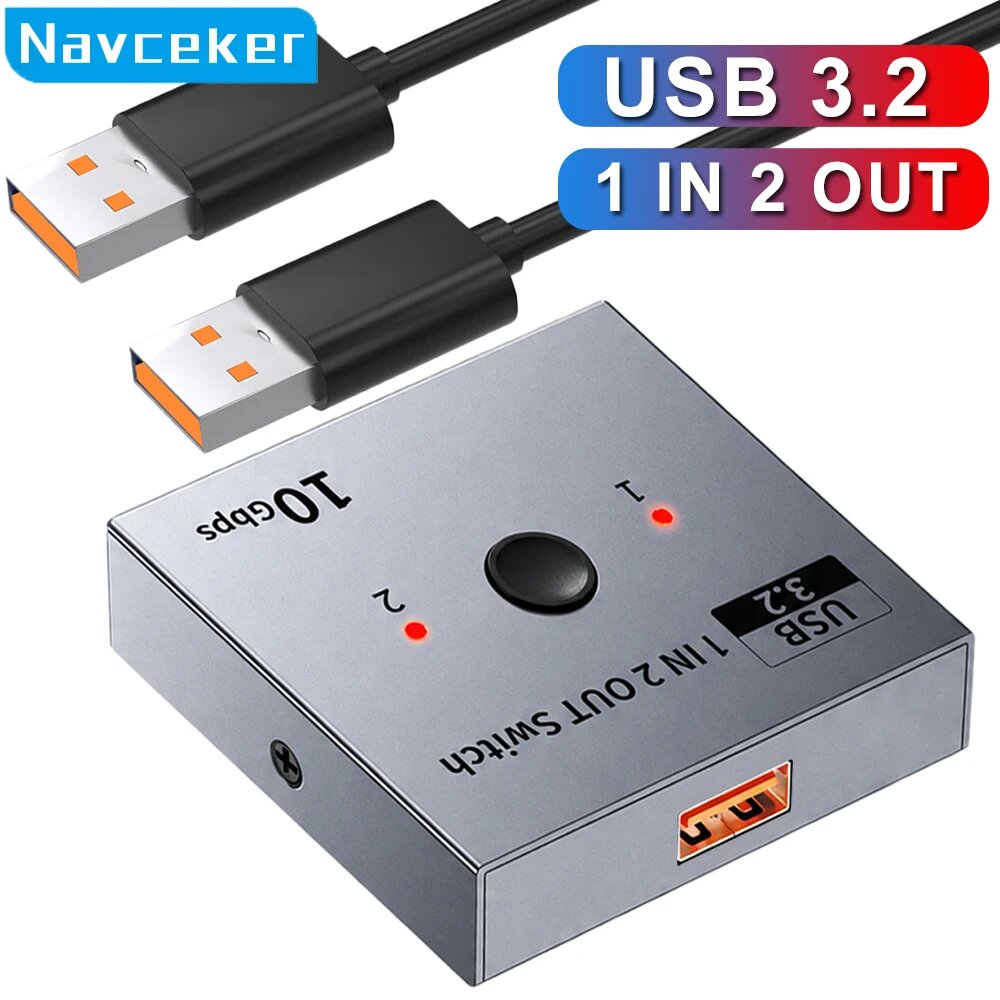 Navceker USB 3.2 KVM Switch 1x2/2x1